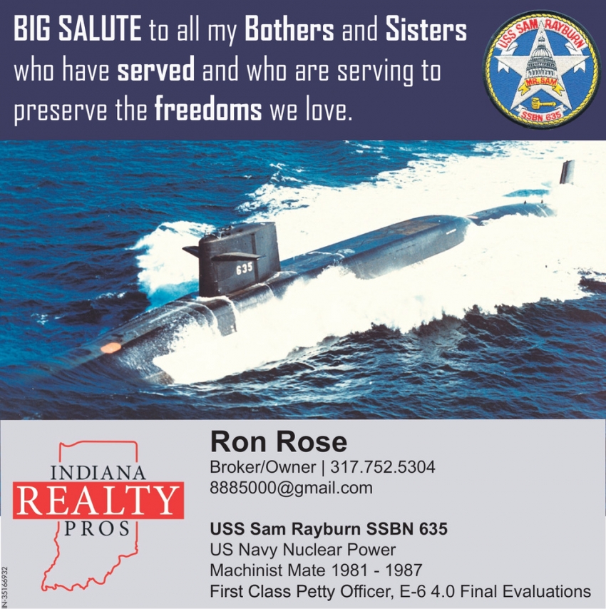 Big Salute, Indiana Realty Pros - Ron Rose